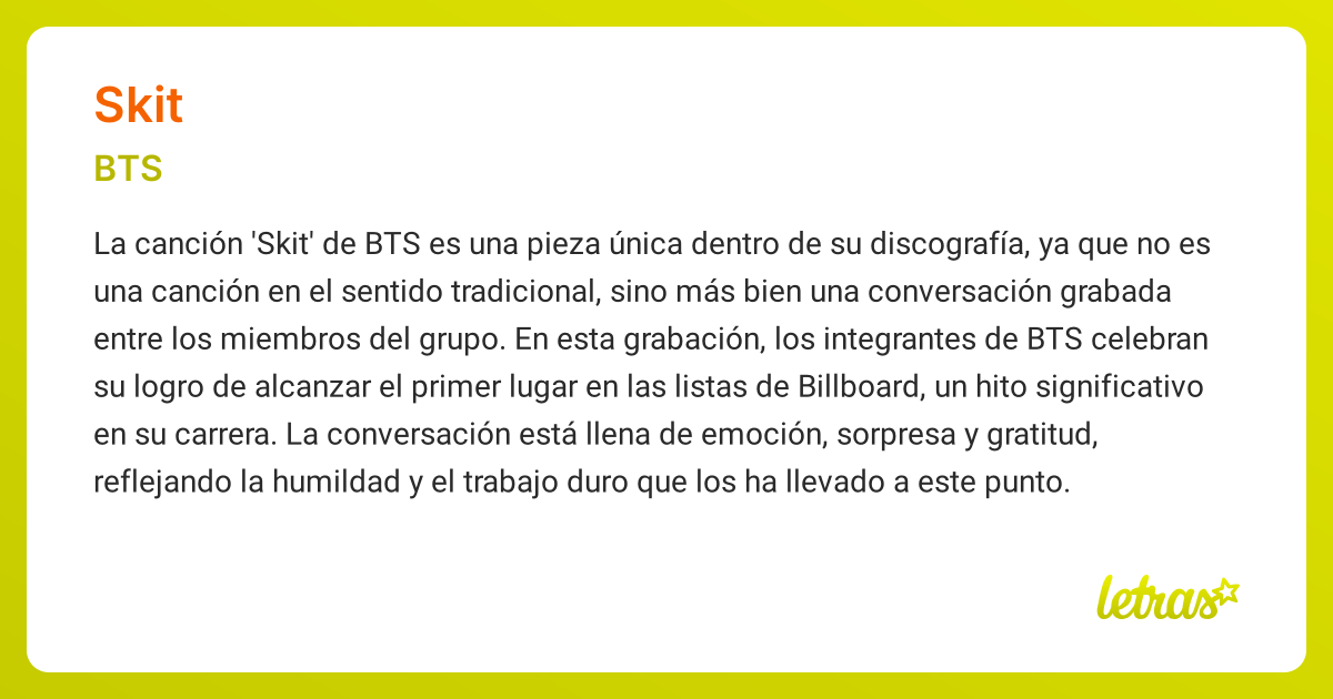 Significado de la canción SKIT (BTS) - LETRAS.COM