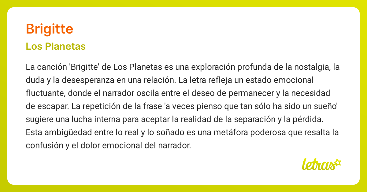 Significado de la canción BRIGITTE (Los Planetas) - LETRAS.COM