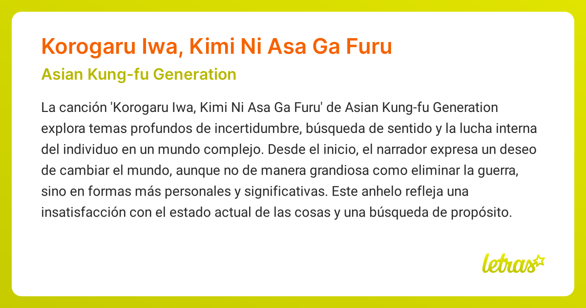 Significado de la canción Korogaru Iwa, Kimi Ni Asa Ga Furu (Asian Kung ...