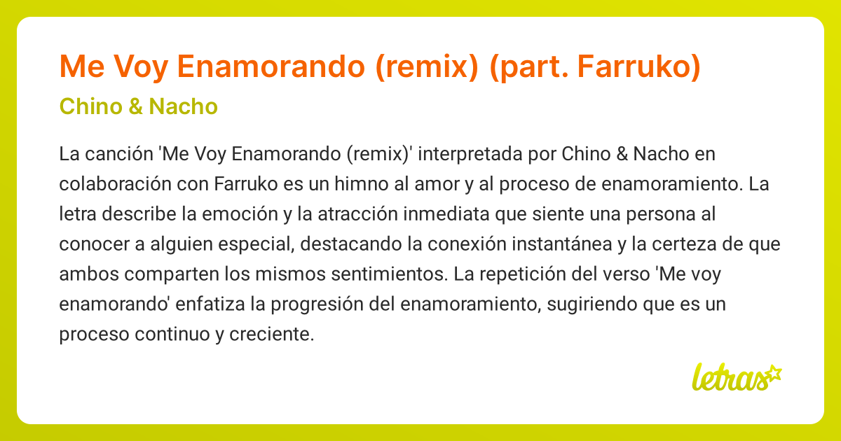 Significado de la canción Me Voy Enamorando (remix) (part. Farruko ...
