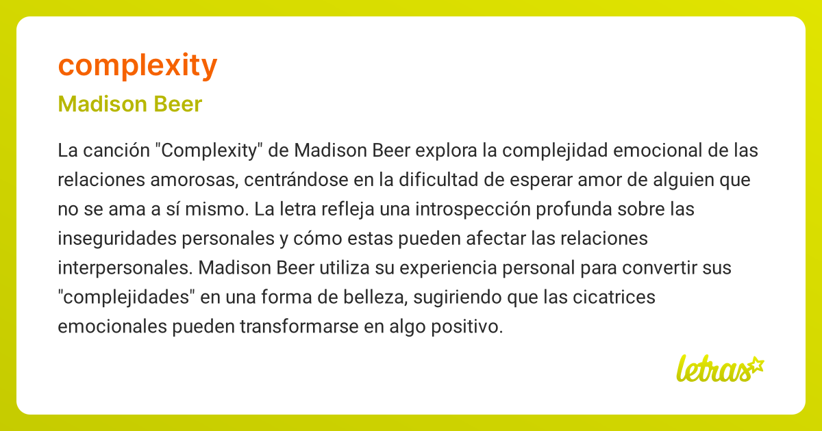 Significado de la canción COMPLEXITY (Madison Beer) - LETRAS.COM