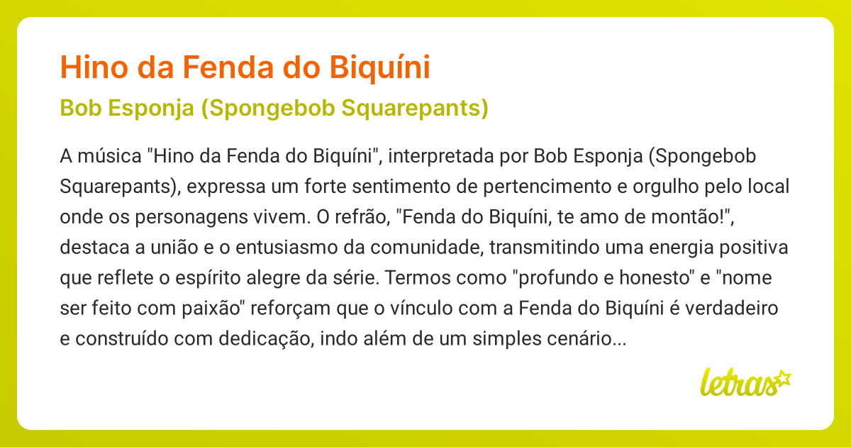 Significado da música HINO DA FENDA DO BIQUÍNI (Bob Esponja (Spongebob ...