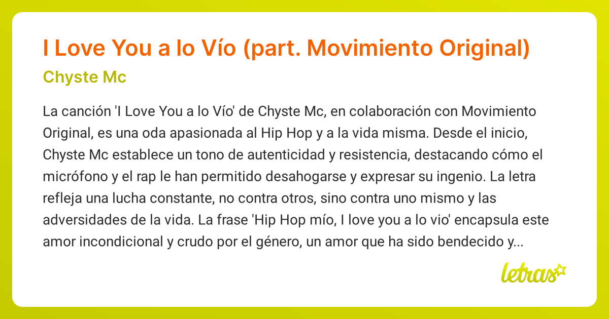 Significado de la canción I Love You a lo Vío (part. Movimiento ...