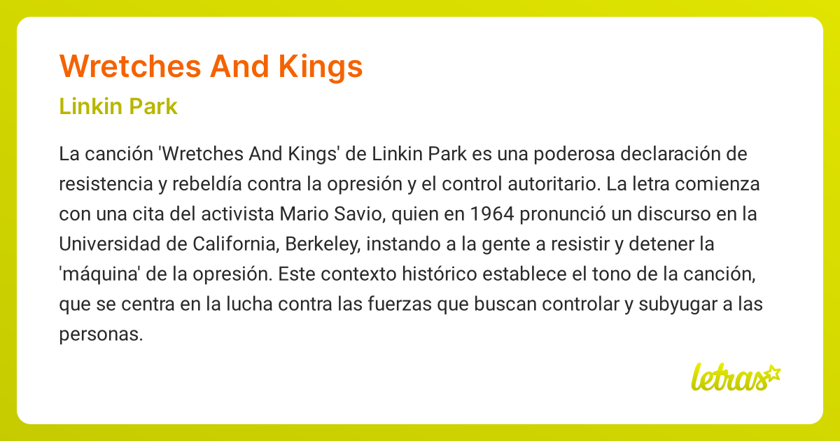 Significado de la canción WRETCHES AND KINGS (Linkin Park) - LETRAS.COM