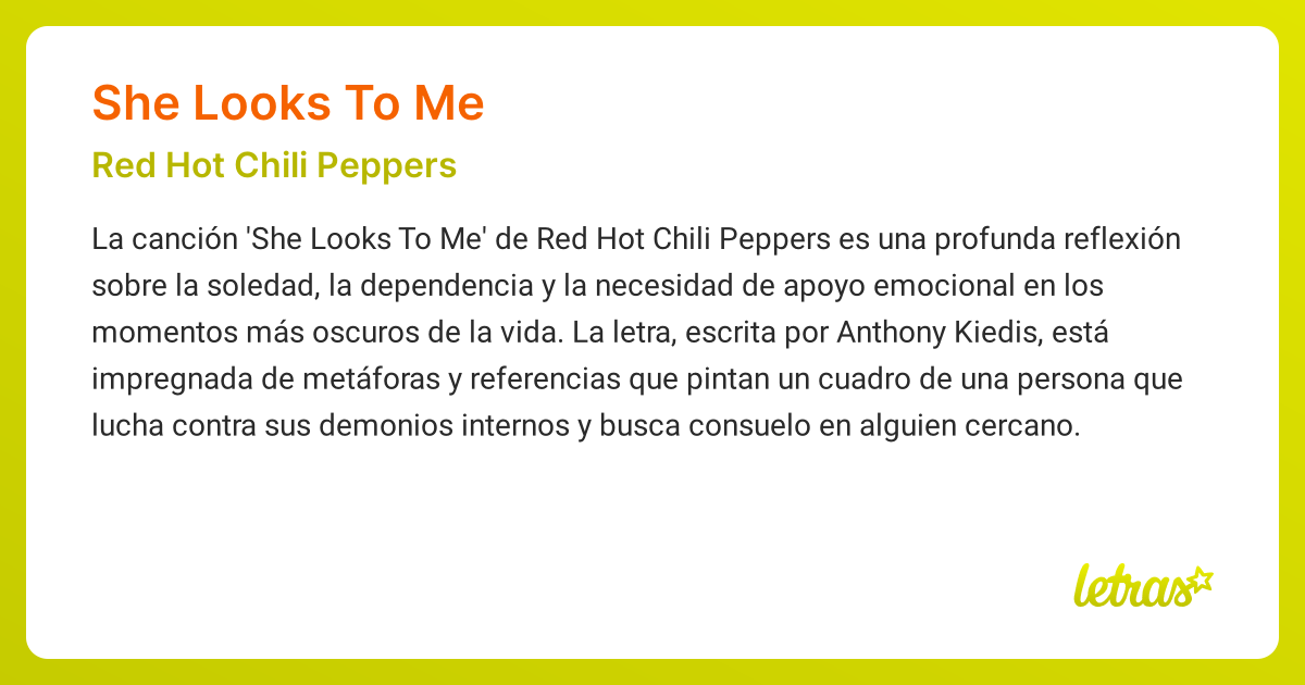 Significado de la canción SHE LOOKS TO ME (Red Hot Chili Peppers ...