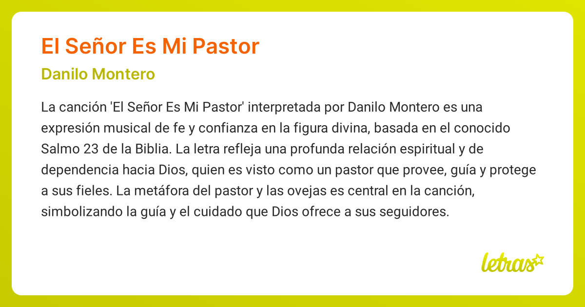 Significado de la canción EL SEÑOR ES MI PASTOR (Danilo Montero ...