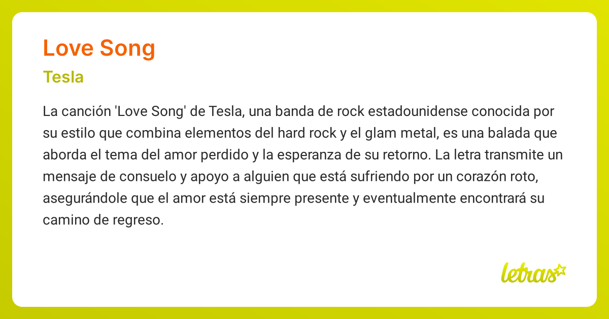 Significado de la canción LOVE SONG (Tesla) - LETRAS.COM