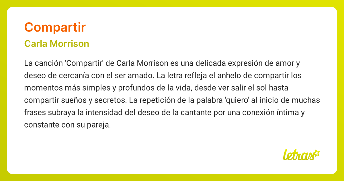 Significado de la canción COMPARTIR (Carla Morrison) - LETRAS.COM