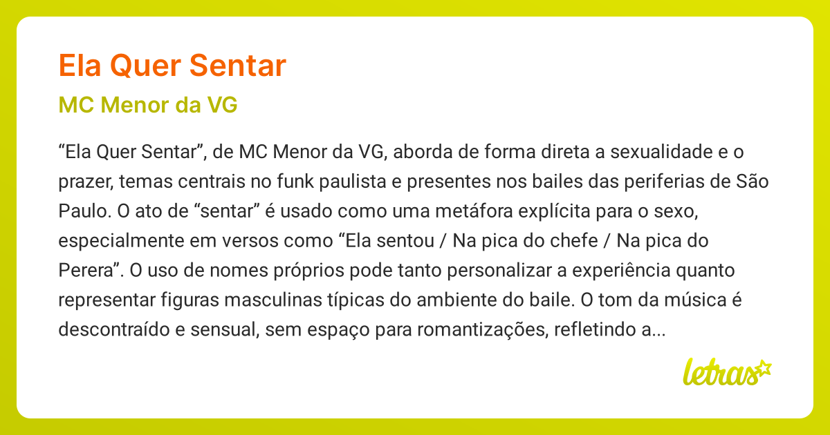 Significado da música ELA QUER SENTAR (MC Menor da VG) - LETRAS.MUS.BR