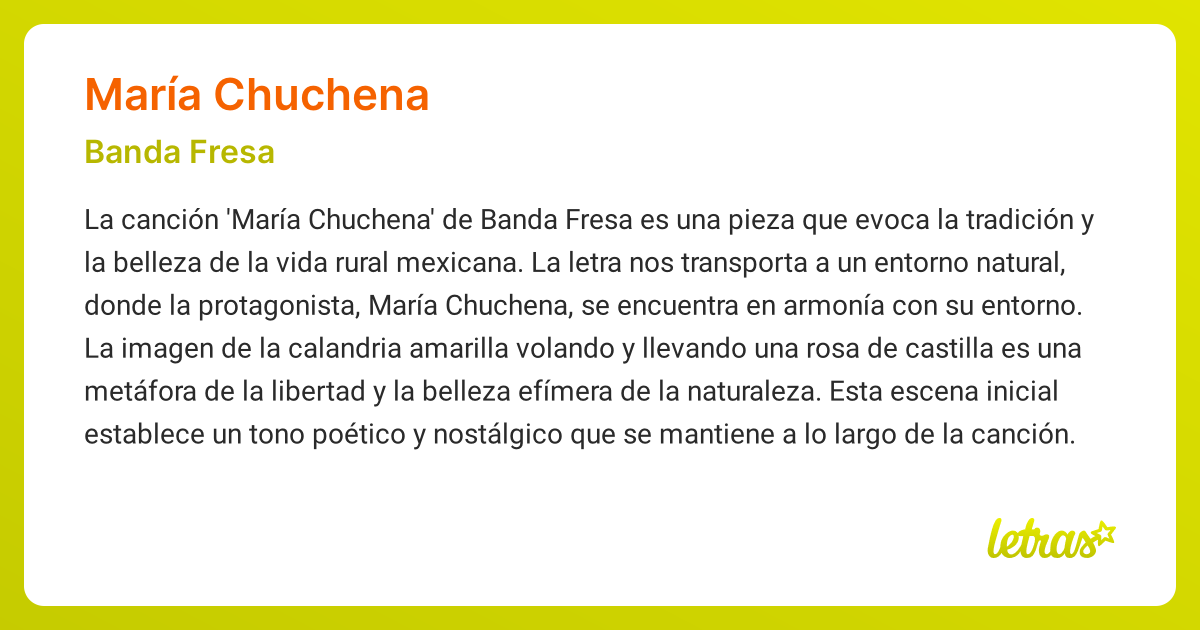 Significado de la canción MARÍA CHUCHENA (Banda Fresa) - LETRAS.COM