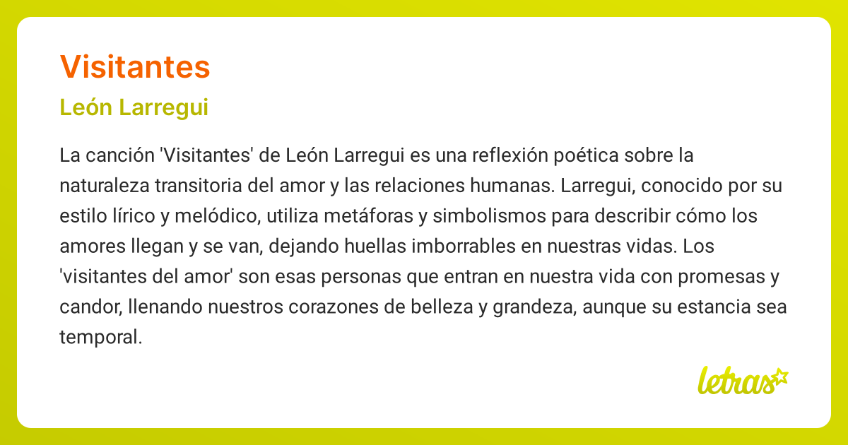 Significado de la canción VISITANTES (León Larregui) - LETRAS.COM