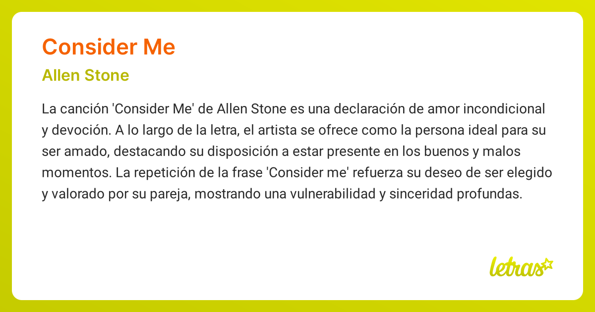 Significado de la canción CONSIDER ME (Allen Stone) - LETRAS.COM