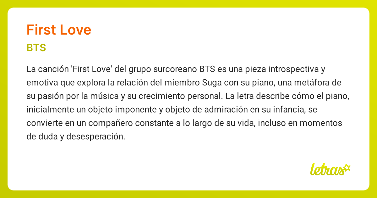 Significado de la canción FIRST LOVE (BTS) - LETRAS.COM