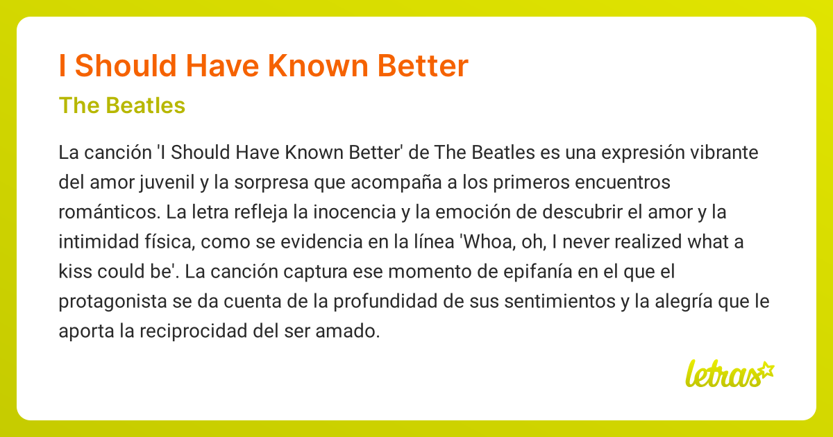 Significado de la canción I SHOULD HAVE KNOWN BETTER (The Beatles ...