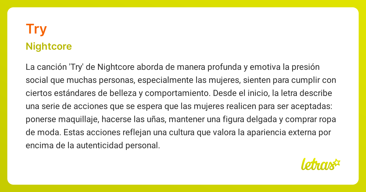 Significado de la canción TRY (Nightcore) - LETRAS.COM