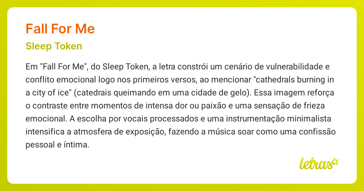 Significado da música FALL FOR ME (Sleep Token) - LETRAS.MUS.BR