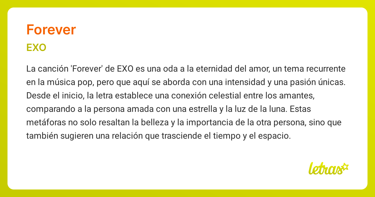 Significado de la canción FOREVER (EXO ) - LETRAS.COM