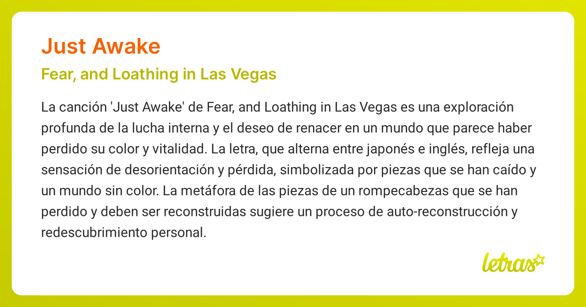 Significado de la canción JUST AWAKE (Fear, and Loathing in Las Vegas ...