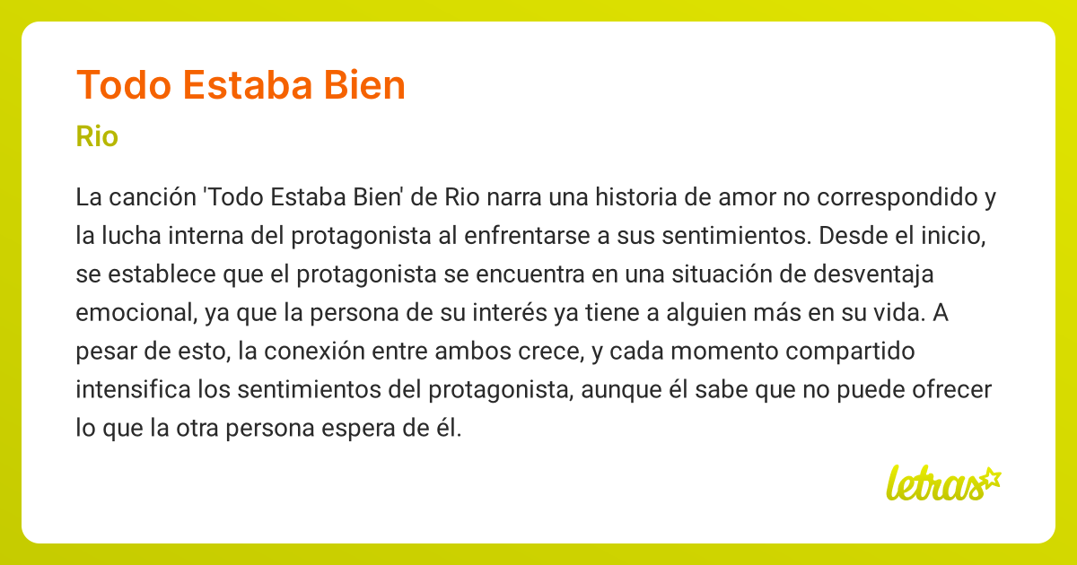 Significado de la canción TODO ESTABA BIEN (Rio) - LETRAS.COM