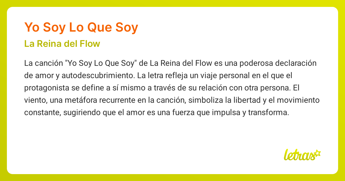 Significado de la canción YO SOY LO QUE SOY (La Reina del Flow ...