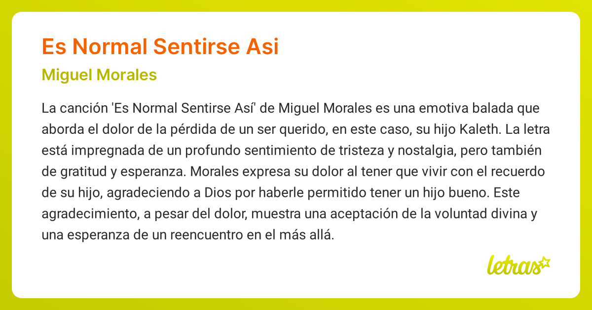 Significado de la canción ES NORMAL SENTIRSE ASI (Miguel Morales ...
