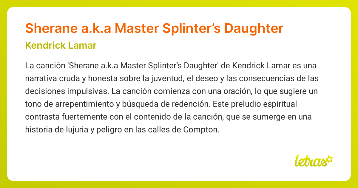 Significado de la canción Sherane a.k.a Master Splinter’s Daughter ...