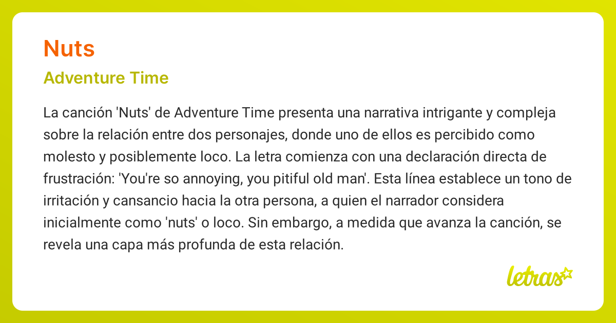 Significado de la canción NUTS (Adventure Time) - LETRAS.COM