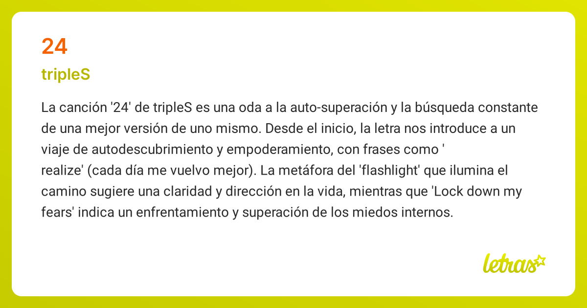 Significado de la canción 24 (tripleS) - LETRAS.COM