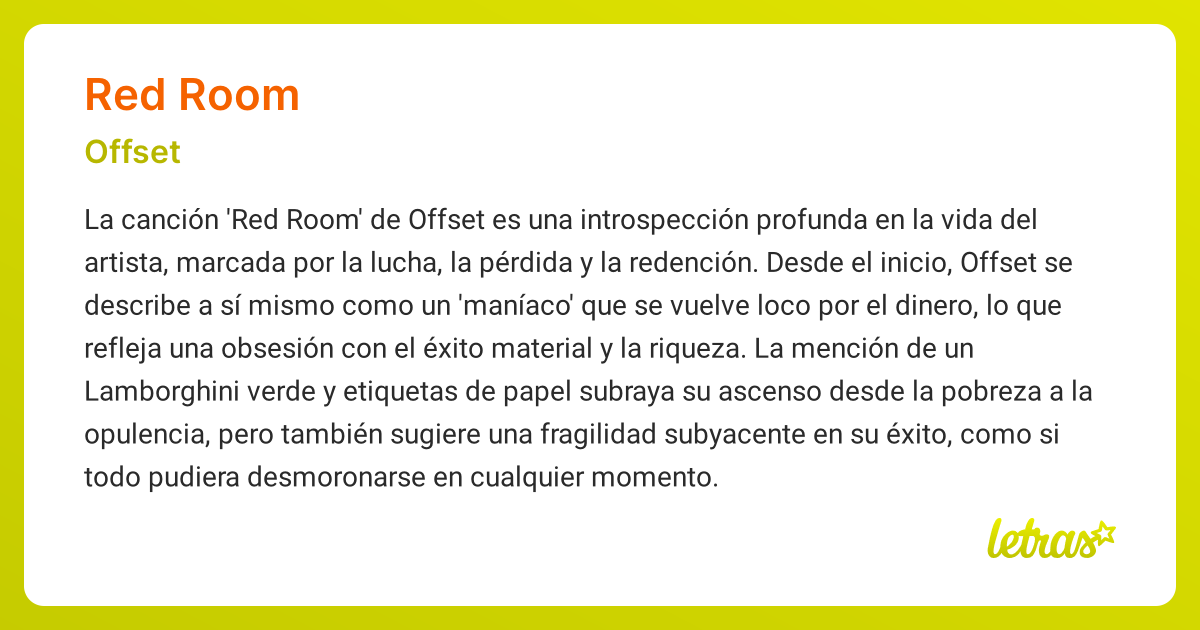 Significado de la canción RED ROOM (Offset) - LETRAS.COM
