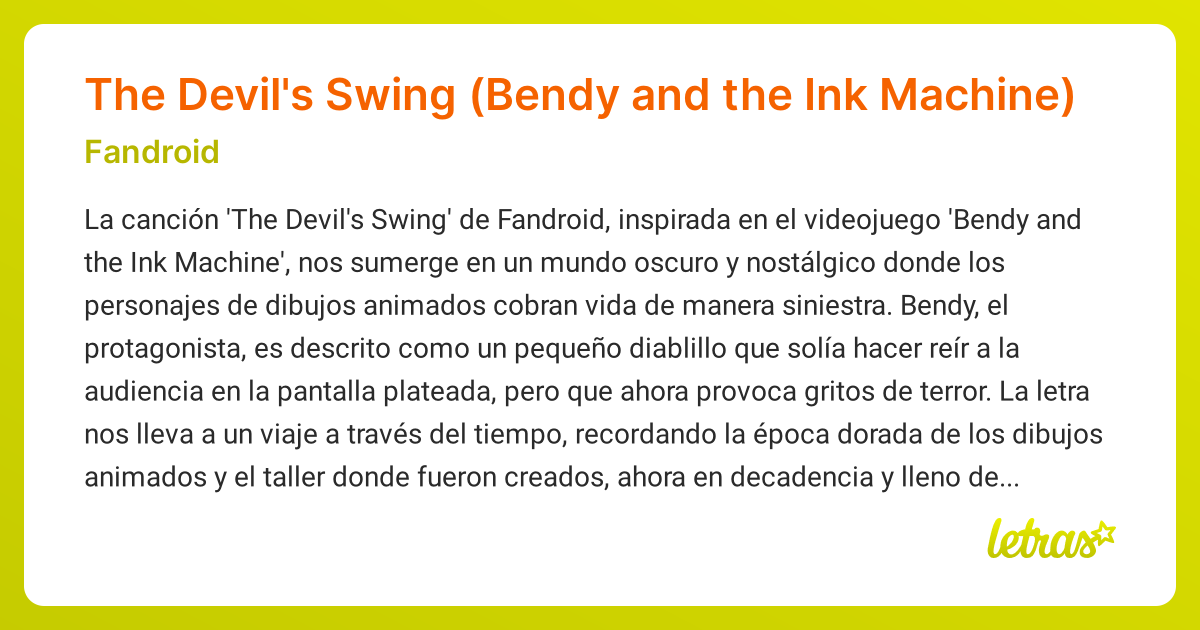 Significado de la canción The Devil's Swing (Bendy and the Ink Machine ...