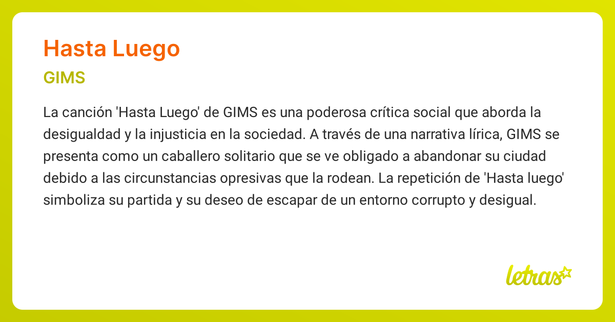 Significado de la canción HASTA LUEGO (GIMS) - LETRAS.COM