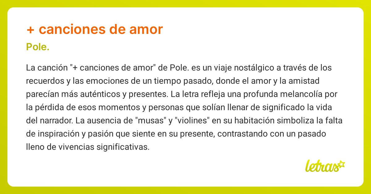 Significado de la canción + CANCIONES DE AMOR (Pole.) - LETRAS.COM