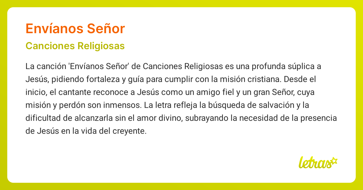 Significado de la canción ENVÍANOS SEÑOR (Canciones Religiosas ...