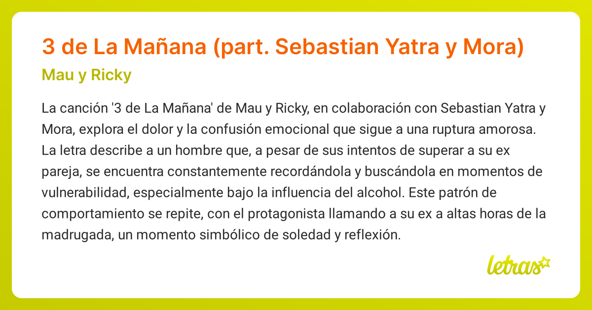 Significado de la canción 3 de La Mañana (part. Sebastian Yatra y Mora ...
