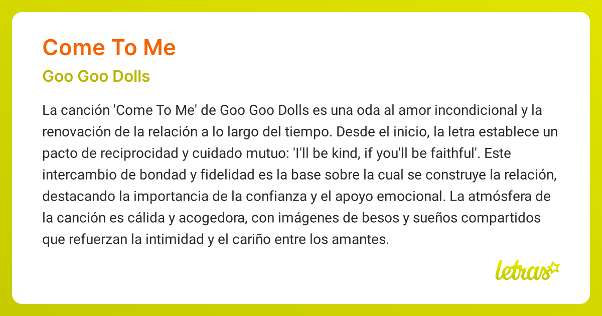 Significado de la canción COME TO ME (Goo Goo Dolls) - LETRAS.COM