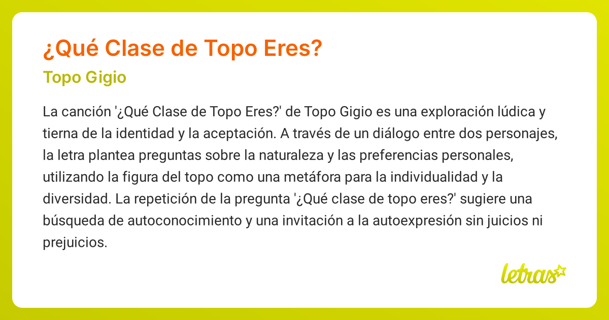 Significado de la canción ¿QUÉ CLASE DE TOPO ERES? (Topo Gigio ...