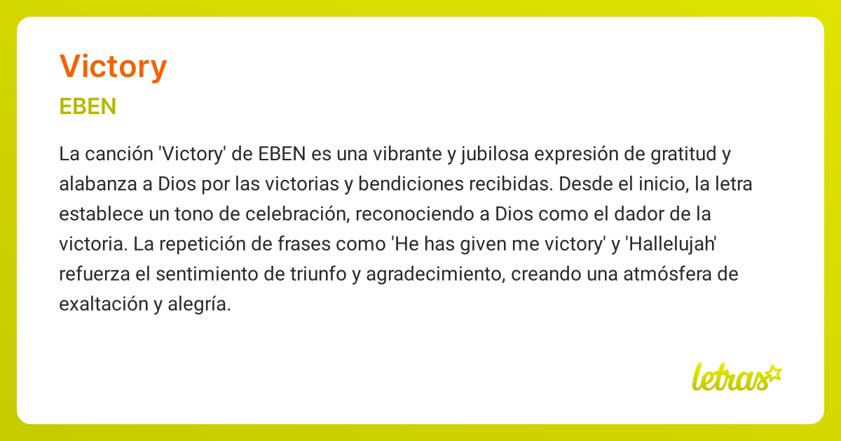 Significado de la canción VICTORY (EBEN) - LETRAS.COM