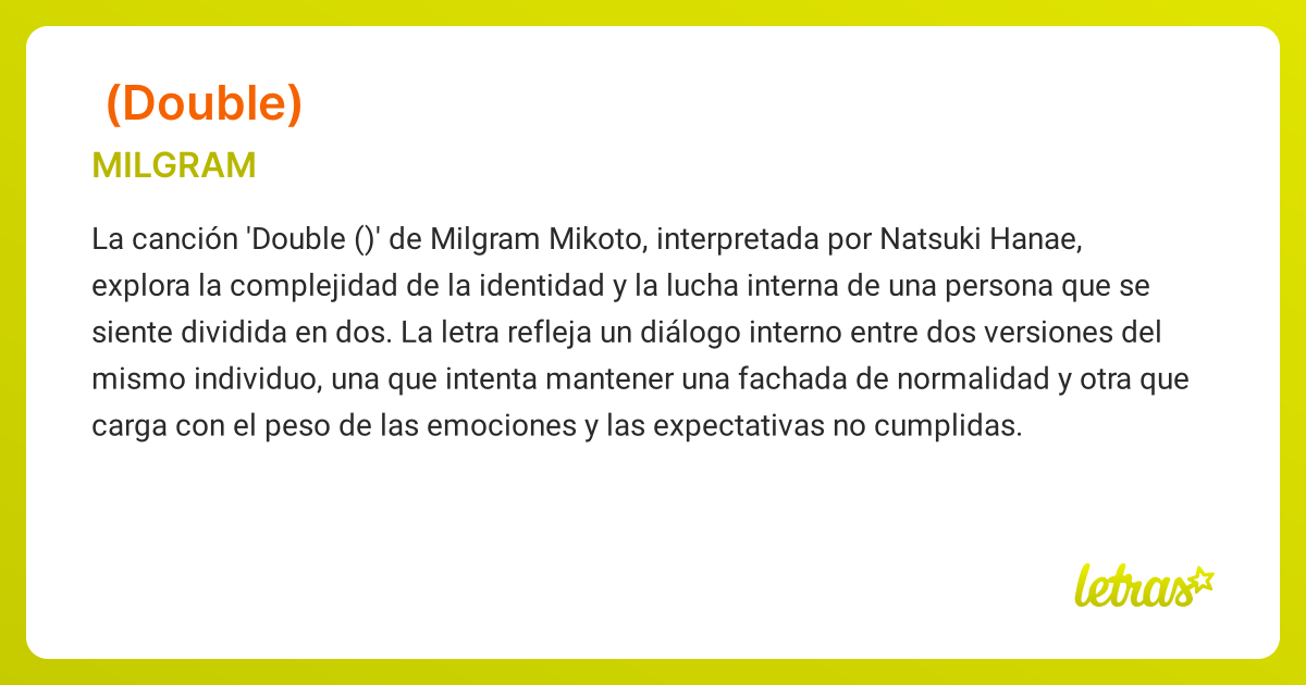 Significado de la canción ダブル (DOUBLE) (MILGRAM) - LETRAS.COM
