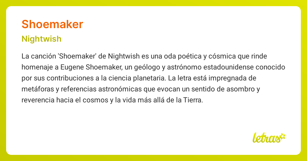 Significado de la canción SHOEMAKER (Nightwish) - LETRAS.COM