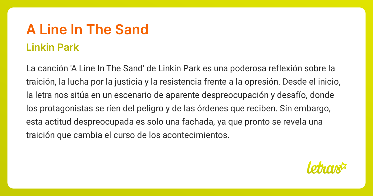 Significado de la canción A LINE IN THE SAND (Linkin Park) - LETRAS.COM