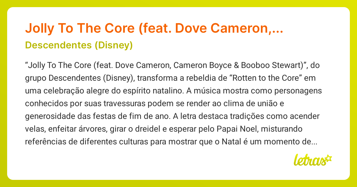 Significado da música Jolly To The Core (feat. Dove Cameron, Cameron ...