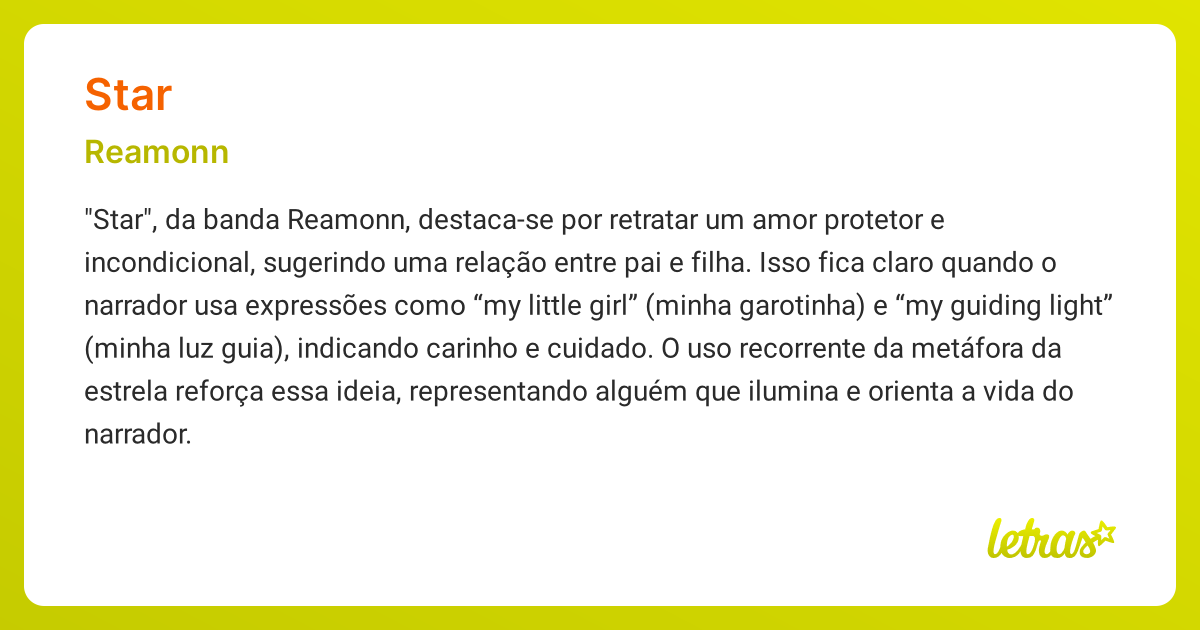 Significado da música STAR (Reamonn) - LETRAS.MUS.BR