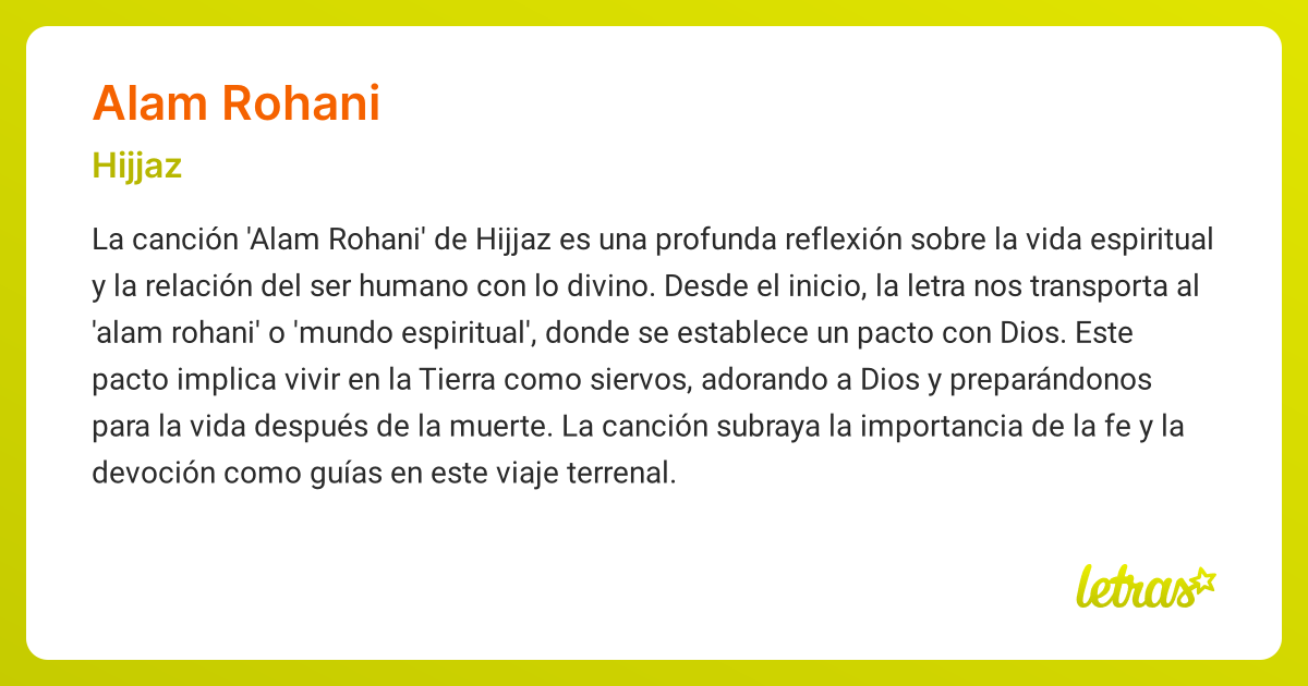Significado de la canción ALAM ROHANI (Hijjaz) - LETRAS.COM