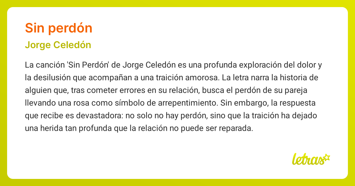 Significado de la canción SIN PERDÓN (Jorge Celedón) - LETRAS.COM