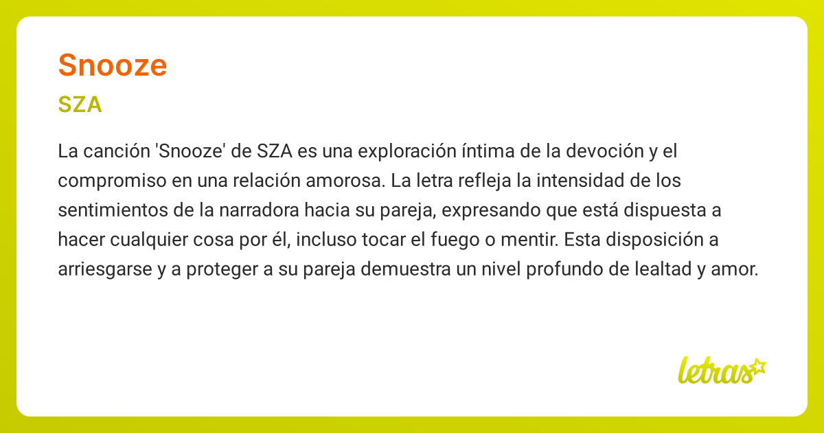 Significado de la canción SNOOZE (SZA) - LETRAS.COM