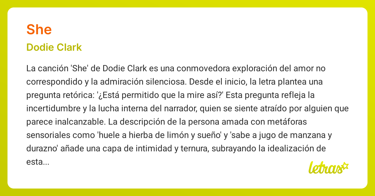 Significado de la canción SHE (Dodie Clark) - LETRAS.COM