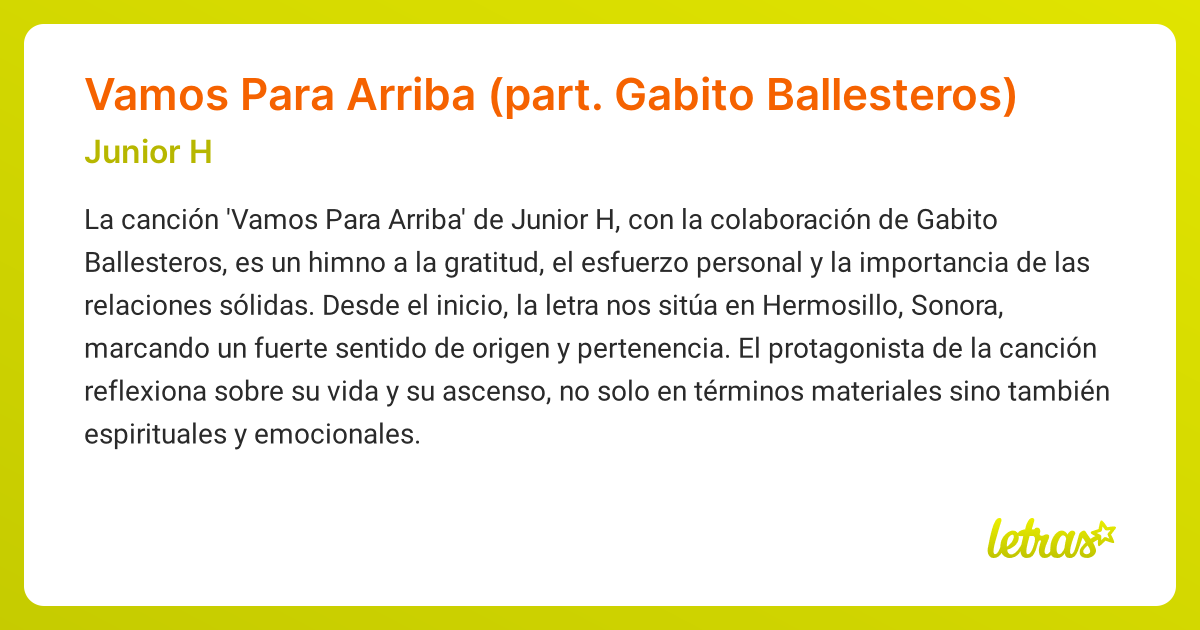 Significado de la canción Vamos Para Arriba (part. Gabito Ballesteros ...
