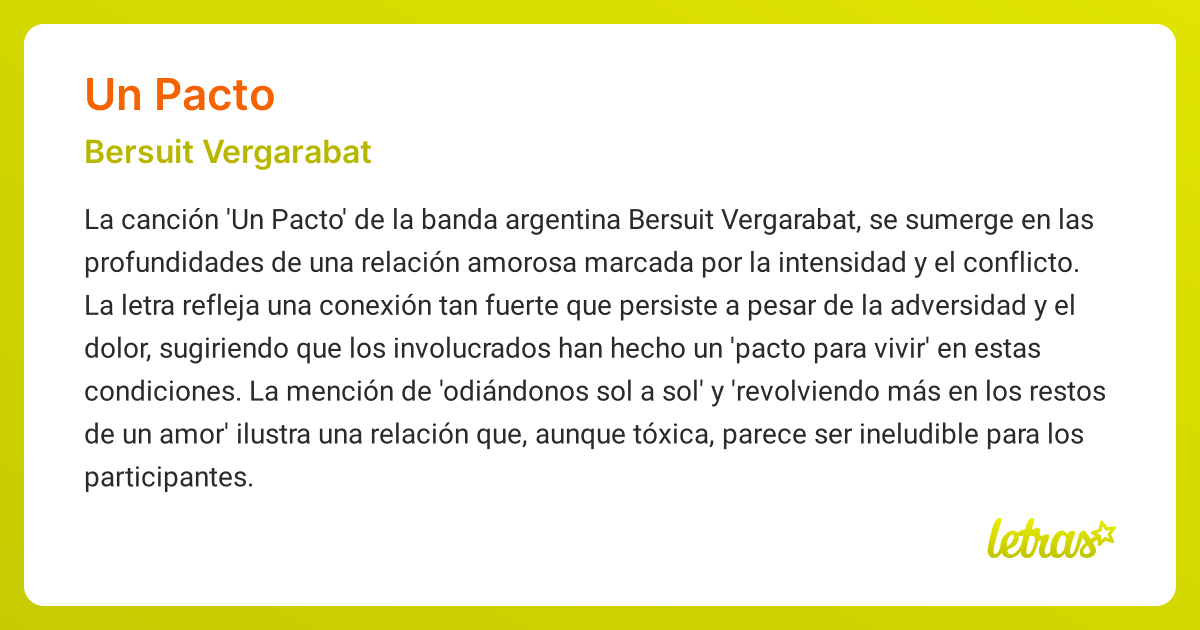 Significado de la canción UN PACTO (Bersuit Vergarabat) - LETRAS.COM