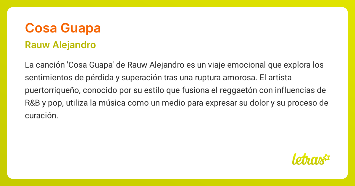 Significado de la canción COSA GUAPA (Rauw Alejandro) - LETRAS.COM