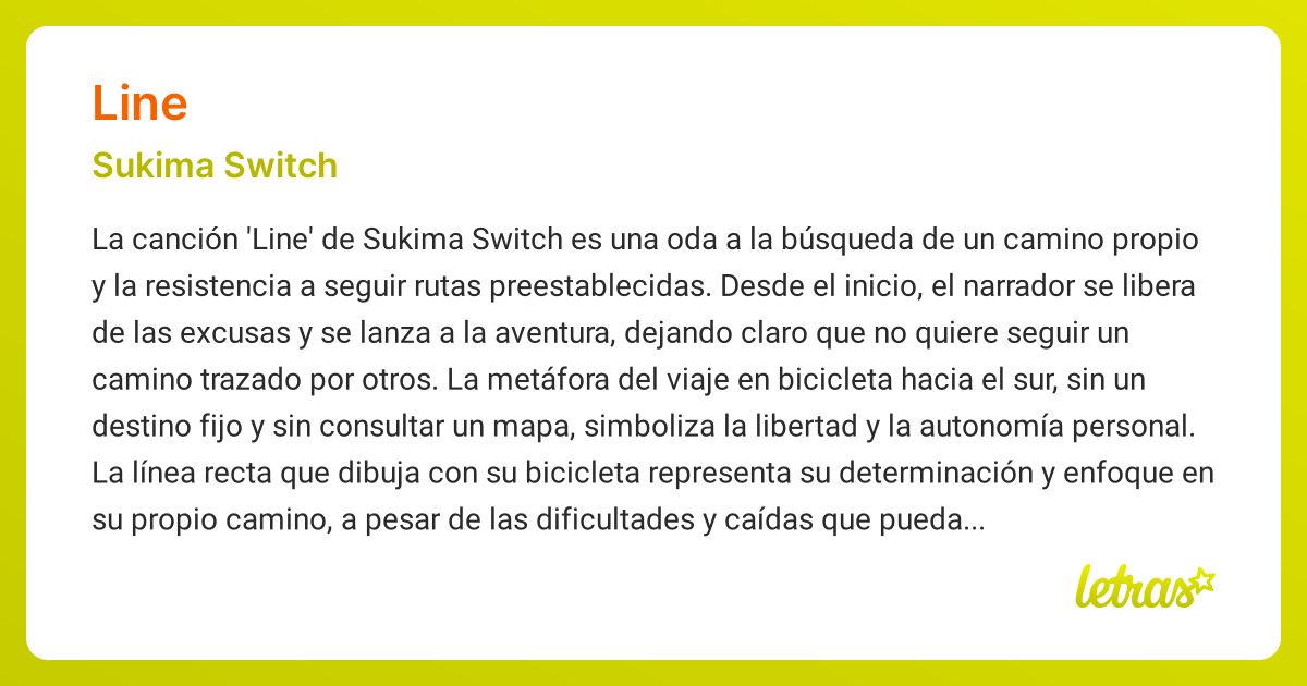 Significado de la canción LINE (Sukima Switch) - LETRAS.COM